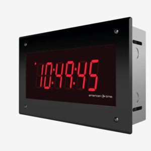 PoE Digital Clock, 2.5" Red 6-Digit, Single-Face Flush-Mount
