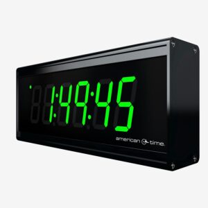 PoE Digital Clock, 2.5" Green 6-Digit, Single-Face Surface-Mount