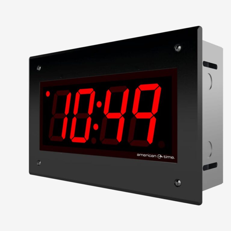 Wired system flush mount digital clocks keep precise, synchronized time. Sleek look and bright ...