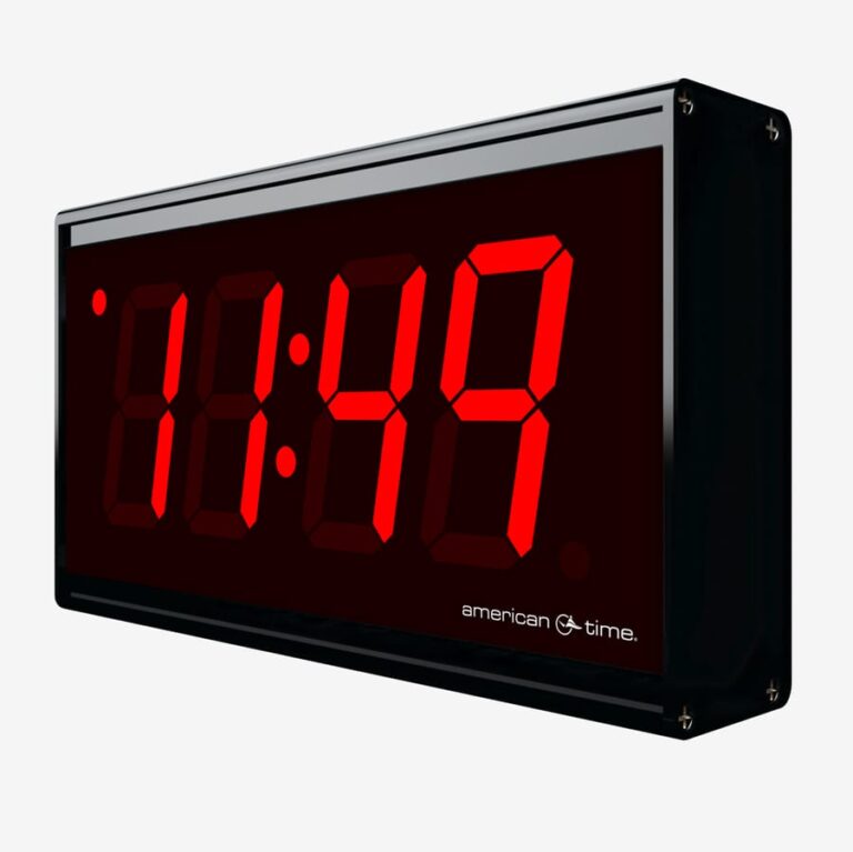 3-Wire Synchronous Digital Clock, 4" Red 4-Digit, Surface-Mount, 24V